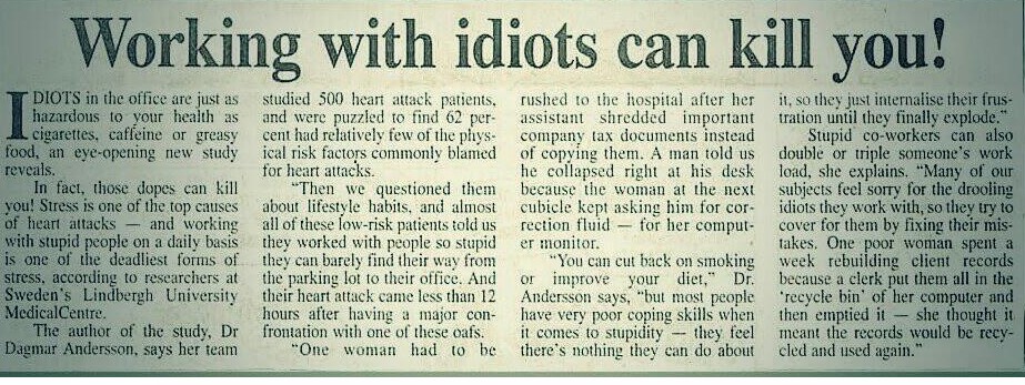 Working with idiots can kill you - Periscope International